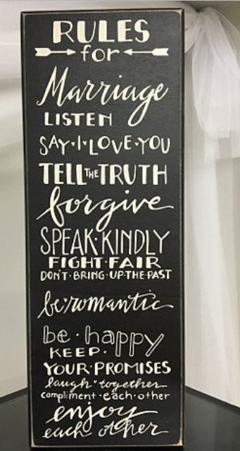 Rules for Marriage Sign - NJ Wedding Pros | Fair Haven, NJ | Your One ...